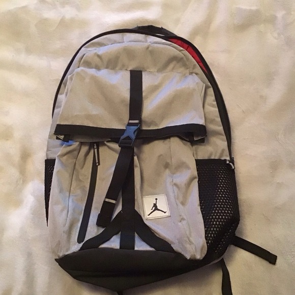 Nike | Bags | Nike Air Jordan Large Grey And Black With Red Interior ...